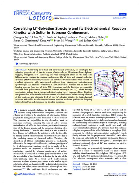 Pdf Correlating Li Solvation Structure And Its Electrochemical