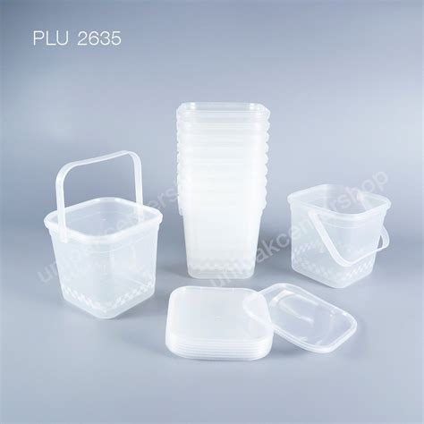 ถังสี่เหลี่ยมใส่อาหาร Pp ใส 1000 Ml ฝา Pp ใส หูหิ้ว Unipakcentershop