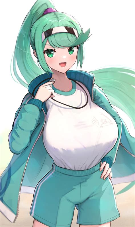 Safebooru 1girl Absurdres Alternate Costume Blush Breasts Casual Gem Gonzarez Green Eyes Green