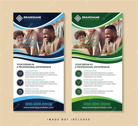 그린 블루 롤 배너 템플릿 및 인포 그래픽 스탠드 디자인 광고 디스플레이 벡터 프리미엄 벡터