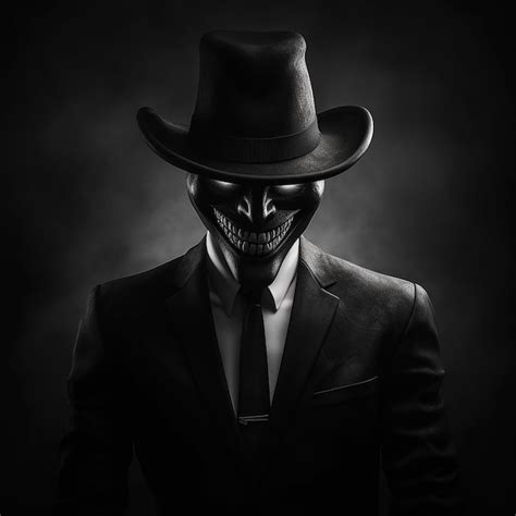 Premium Photo A Man Wearing A Black Hat And A Black Hat With A White Teeth