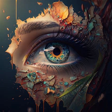 Artistic Painting Of A Beautiful Woman S Eye Mixed Media Ai Generated