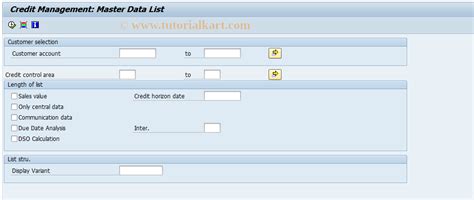 Fdk43 Sap Tcode Credit Management Master Data List