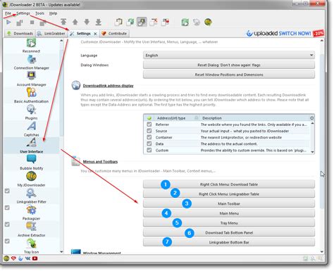 Jdownloader Support How To Customize The Menus In Jdownloader