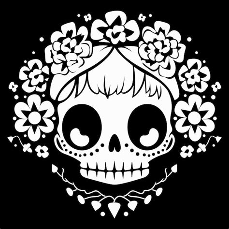 Cute Skull With Bow Stencil