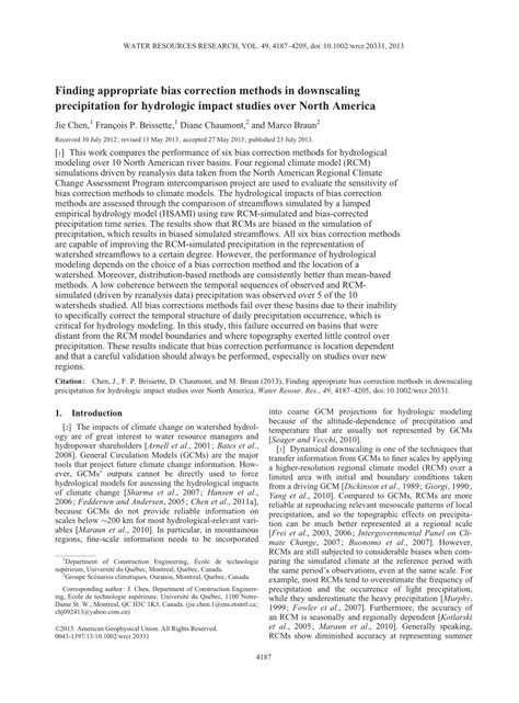 Pdf Finding Appropriate Bias Correction Methods In Downscaling