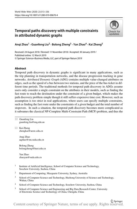Temporal Paths Discovery With Multiple Constraints In Attributed