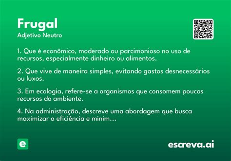 Frugal Significado E Sinônimo Escrevaai
