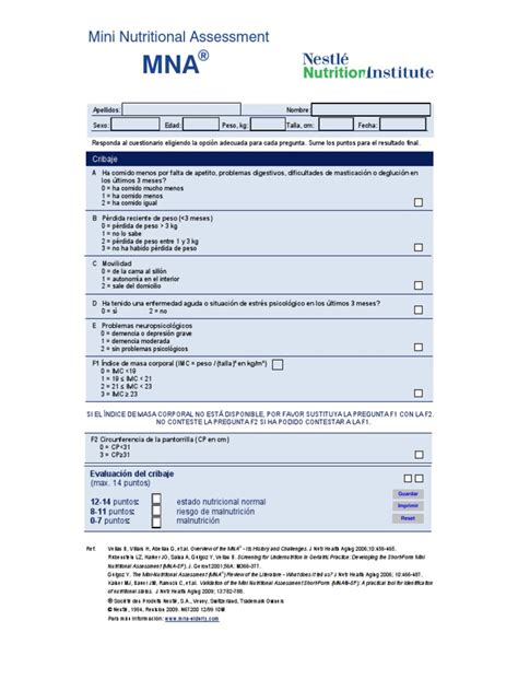 Mna Sf Español Pdf Salud Pública Obesidad