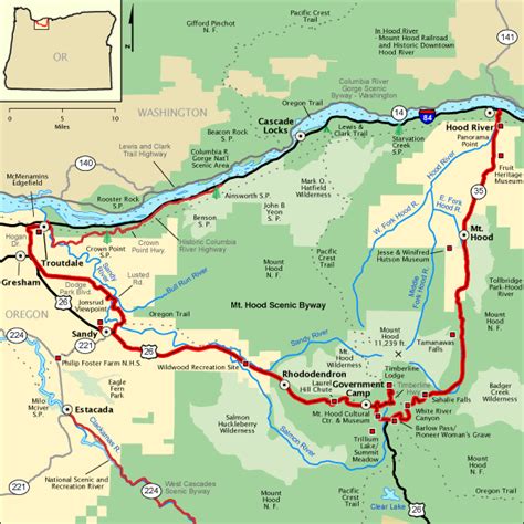 Mt Hood Scenic Byway Map Americas Byways