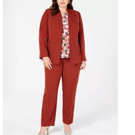 Nwt Kasper Kiss Front Plus Collarless Blazer Russet Plus 16 Straight