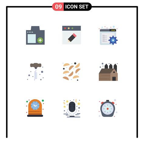 9 Thematic Vector Flat Colors And Editable Symbols Of Agriculture Fried