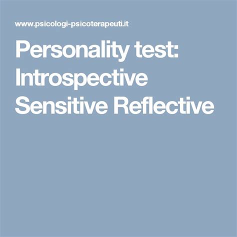Personality Test Introspective Sensitive Reflective Test Di Personalità Personalità