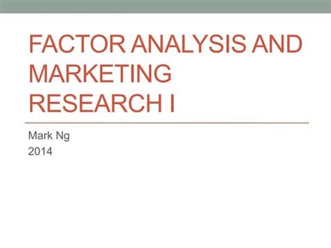 Factor Analysis Basics For Research Ppt