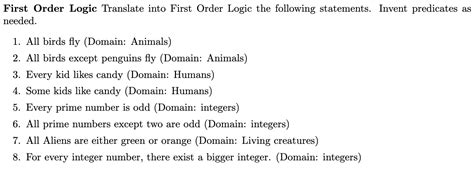 Solved First Order Logic Translate Into First Order Logic