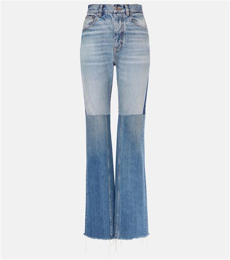 Patchwork Flared Jeans In Blue Chloe Mytheresa