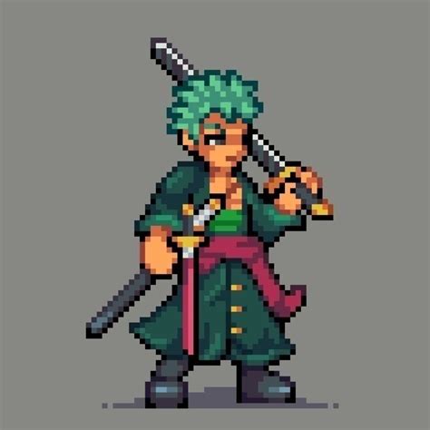 Anime Character Zora Pixel Art Zoro Pixel Art Grid Zoro Perler Beads