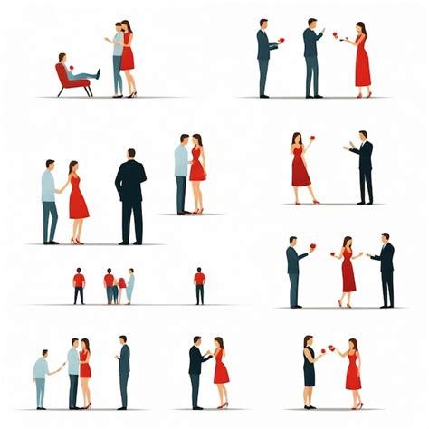 Couplescenarios Vector Set White Background Isolated Premium Ai