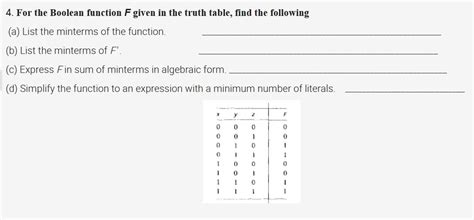 Solved SOP POS Task Boolean Functions Instructions Chegg Com