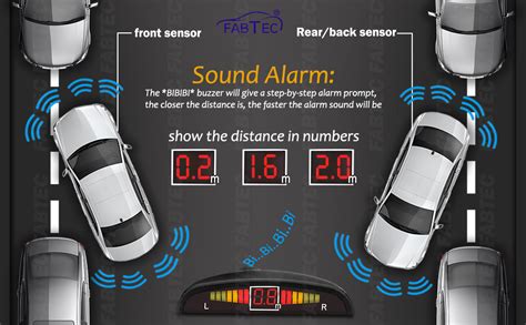 fabtec car reverse parking sensor with front sensor kit led display