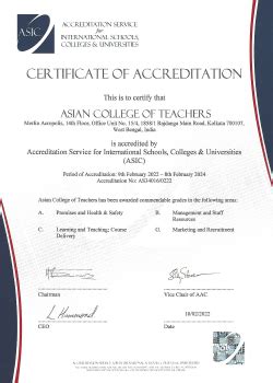 ASIC Accreditation Asian College Of Teachers ACT