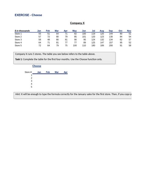Exercise Choose Vlookup And Choose Pdf