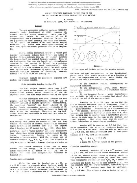 Pdf New Rf Exercises Envisaged In The Cern Ps For The Antiprotons Production Beam Of The Acol