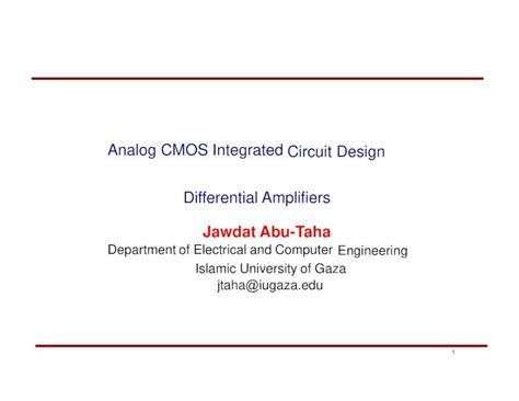 PDF Analog CMOS Integrated Circuit Design Differential Site Iugaza Edu Ps