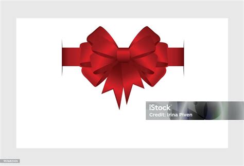 초대장 인사말 또는 선물 카드와 함께 빨간 리본 및 A에 활 흰색 배경 선물 상품권 템플릿 텍스트에 대 한 장소입니다 공단에 대한 스톡 벡터 아트 및 기타 이미지 Istock