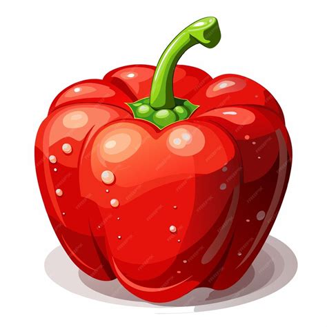 Red Bell Pepper Clip Art With Smooth Skin Realistic Vector Illustration