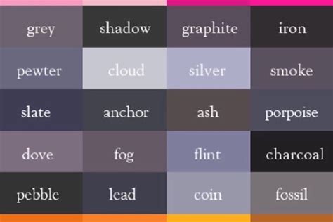 Know Your Shades Of Grey Colours Color Color Names