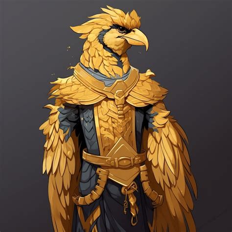 Anthropomorphic Golden Eagle God Dnd 5e Illustration Premium Ai Generated Image