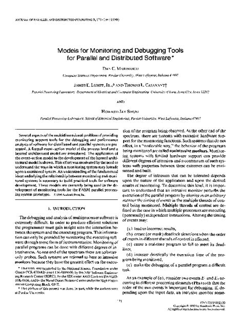 pdf models for monitoring and debugging tools for parallel and