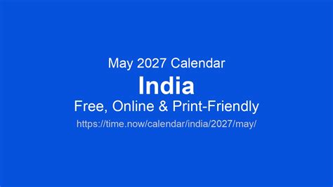 May 2027 Calendar India Timenow