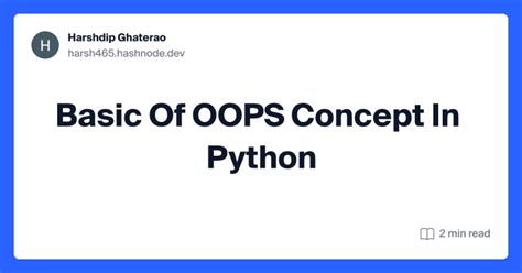 Harshdip Ghaterao On Linkedin Basic Of Oops Concept In Python