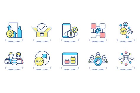 App Network RGB Color Icon Set Graphic By Bsd Studio Creative Fabrica