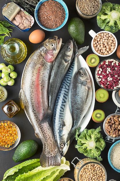 Nutrição Balanceada Dieta Vegetais Frutos Do Mar Fontes De Antioxidantes Vitamina E ômega 3