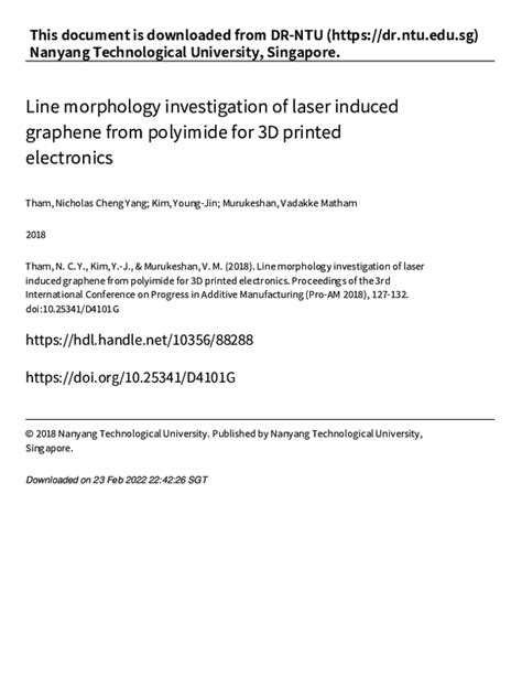 Pdf Line Morphology Investigation Of Laser Induced Graphene From Polyimide For 3d Printed