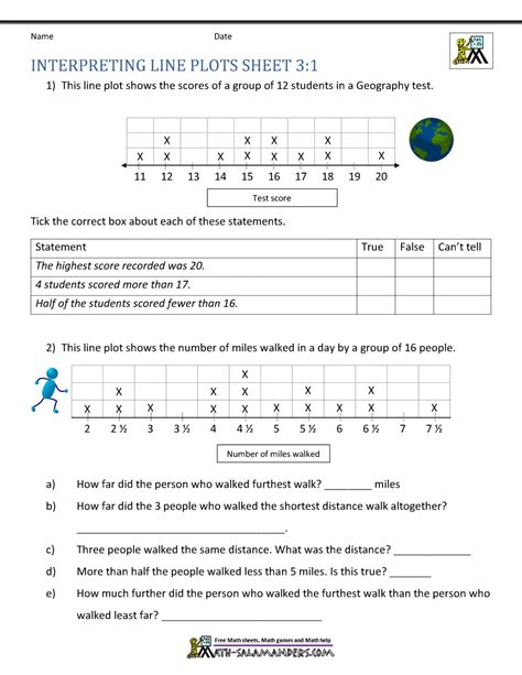 3rd Grade Math Printable Worksheets Line Plots Eduprintkit