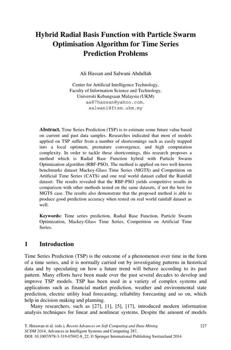 Pdf Hybrid Radial Basis Function With Particle Swarm Optimisation