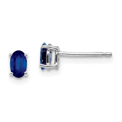 14k White Gold Sapphire Earrings Goldiaca