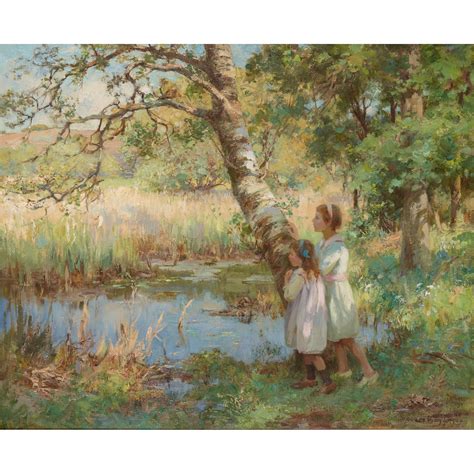 WILLIAM STEWART MACGEORGE R S A SCOTTISH FEEDING THE SWANS June
