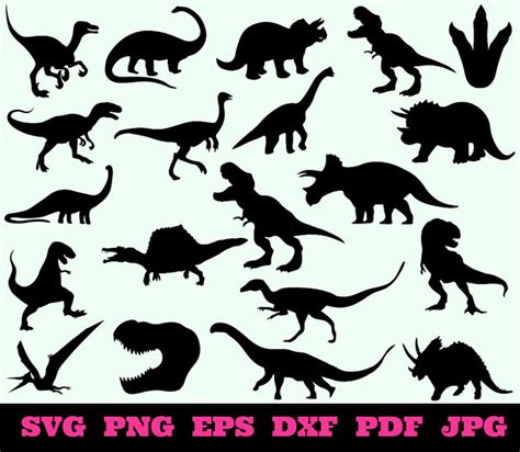 Dinosaur Svg Dinosaur Silhouette Svg Cut Files Dinosaur Bundle