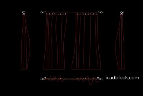 Curtain Cad Block In Autocad Plan And Elevation Icadblock