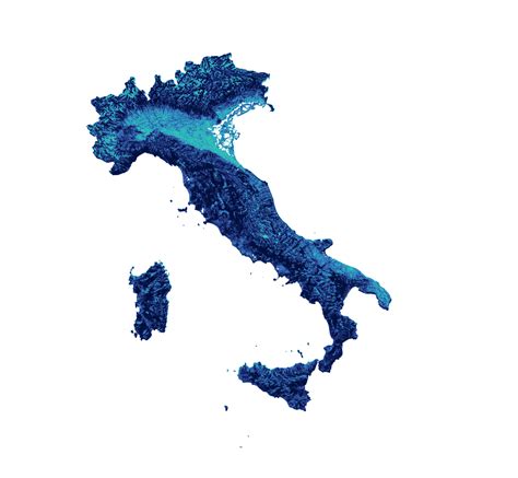 Topographic Italy Map Hypsometric Italian Elevation Tint Spectral