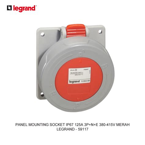 Panel Mounting Socket Ip67 125a 3p N E 380 415v Merah