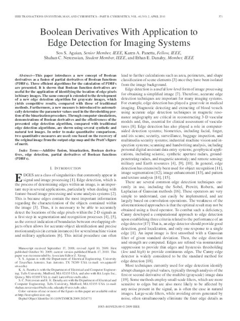 Pdf Boolean Derivatives With Application To Edge Detection For