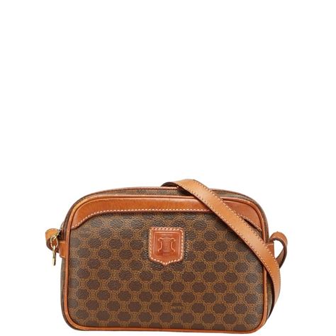 Celine Macadam Shoulder Bag Brown Leather Womens Celine Elady Globazone