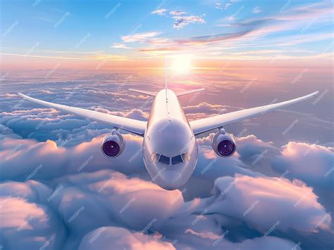 A Commercial Airplane Flying In The Sky Seen From Below With Clear Blue Skies And A Beautiful