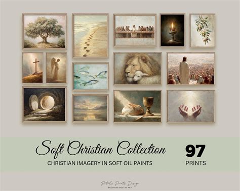 Soft Christian Wall Art Bundle Bible Scenes Oil Painting Prints
